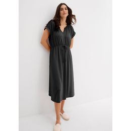 bonprix Jersey Kleid aus flie&szlig;endem Viskose-Mix, schwarz, Gr.36/38 (S), ausgestellt und bequem geschnitten, aus Viskose
