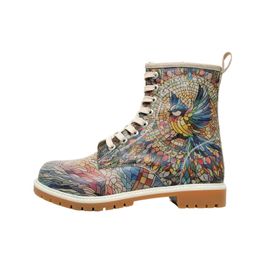 DOGO Damen Schn&uuml;rboots "Long Boots Schn&uuml;rstiefel Mosaical Damen Stiefeletten, Longe", Gr. 39, bunt, Lederimitat, Schuhe, Handgefertigt