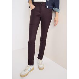 Cecil Damen 5-Pocket-Hoseeggplant rot, Gr. 33, leicht gl&auml;nzend, Stoff, 76% Viskose, 21% Nylon, 3% Elasthan, Hosen, mit leichtem Glanz