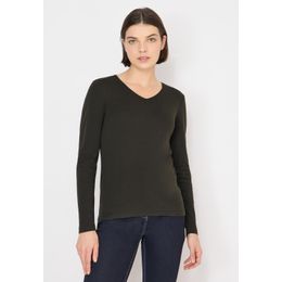 Cecil Damen Langarmshirt, schwarz, Gr. XXL, unifarben, Web, 100% Baumwolle, Shirts, aus reiner Baumwolle