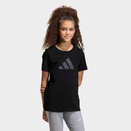 M&auml;dchen T-Shirt "JUNIOR GIRLS GRAFIK, TIERMUSTER", schwarz, Gr. 170, adidas Sportswear, Obermaterial: 100% Baumwolle, Shirts