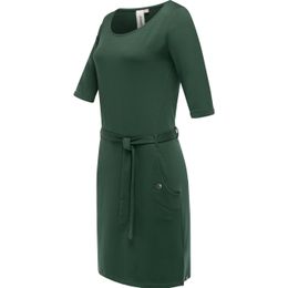 Ragwear Damen Jerseykleid "Kenisha", gr&uuml;n, Gr. M, Material: 67% Polyester, 28% Viskose, 5% Elasthan, Kleider, Elastisches Midikleid mit Tailleng&uuml;rtel