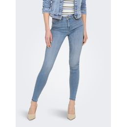 Only Damen Skinny-fit-Jeans "ONLPOWER MID PUSH UP SK DNM AZG944 NOOS", blau, Gr. XS, Abriebeffekte, Denim/Jeans, Obermaterial: 92% Baumwolle, 6%