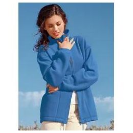 Fleecejacke Casual Looks, Damen, Gr. 54, blau (jeansblau), 100% Polyester, unifarben, l&auml;ssig geschnitten, Jacken Fleecejacke