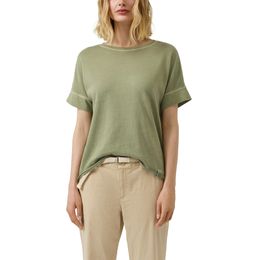 s.Oliver Damen T-Shirtkhaki, Gr. 44, unifarben, Web, Obermaterial: 100% Baumwolle, Shirts, mit offenem Saum