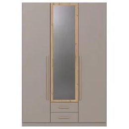 Kleiderschrank wimex "Marburg erh&auml;ltlich in den Breiten 135cm & 180cm", saharagrau, abgesetzt artisan eiche nachbildung, B:135cm H:199cm T:58cm, Holzwerkstoff, Schr&auml;nke, Kleiderschrank, inkl. Spiegel und zwei Schubladen
