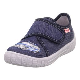 Superfit M&auml;dchen Hausschuh "BILL, WMS: mittel", Gr. 31, blau, Baumwolle, Polyester, bestickt, Schuhe, Kindergartenschuh mit Klettverschluss,