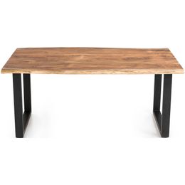 Esstisch Salesfever "Eleganter Tisch f&uuml;r gem&uuml;tliche Mahlzeiten", schwarz (natur, schwarz, schwarz, natur), B:220cm H:76,5cm T:110cm, Akazienholz, Metall, Tische, Esstisch, Ge&ouml;lt und zweifach gewachstes Massivholz