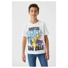 T-Shirt name it "NKMMAJO POKEMON SS NREG TOP BOX NOOS SKY", Jungen, Gr. 158/164, hellwei&szlig;, Jersey, Obermaterial: 95% Baumwolle, 5% Elasthan, bedruckt, normal, Rundhals, Shirts T-Shirt, Baumwollmischung, Pok&eacute;mon Druck, Kurzarm