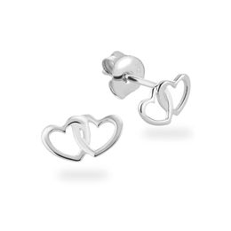 Pure Schmuck Ohrringe 'Twin Hearts Ohrstecker 925 Silber' Damen Gr&ouml;&szlig;e 10 mm silber
