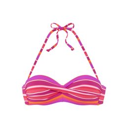 s.Oliver Damen B&uuml;gel-Bandeau-Bikini-Top "Fun", pink, Gr. 44, gestreift, Recycling-Polyamid, Bikini-Oberteile, im trendigen Streifen-Design