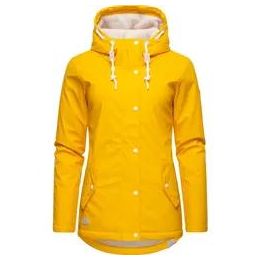 Regenjacke Ragwear "Marge", Herren, Gr. XL (42), gelb (dottergelb), Obermaterial: 100% Polyester. Futter: 100% Polyester. Wattierung: 100% Polyester, tailliert Po-bedeckend, hoch geschlossener Ausschnitt, &Auml;rmel ohne &Auml;rmelschlitz normaler Saum, Jacken Regenjacke, warm gef&uuml;tterter Damen Winter Regenmantel