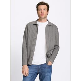 Marco Donati Herren Strickjacke mit Jacquard-Muster, Baumwolle, grau-meliert, Gr&ouml;&szlig;e 48