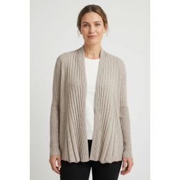Freequent Damen Strickjacke "FQCLAUDISSE-S-CAR"mushroom melange, Gr. L, unifarben, Feinstrick, Obermaterial: 85% Viskose, 15% Polyamid, Strickjacken,
