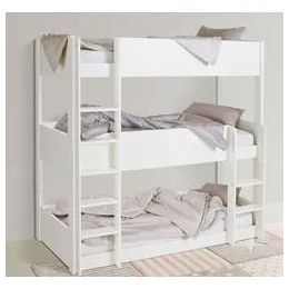 Etagenbett OTTO HOME "TIPO, Stockbett, Hochbett, Bodenbett, platzsparend", wei&szlig;, B:105cm H:193cm L:207,5cm, Massive Kiefer, Kopf- und Fu&szlig;teil MDF (Holzwerkstoff), Etagenbetten, Etagenbett, mit 3 Schlafpl&auml;tzen, FSC zertifiziertes Massivholz (Kiefer)
