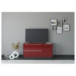 Lowboard "Reno", graphit schwarz matt lack, glas bordeauxrot glanz, B:137cm H:71cm T:42cm, Glas, Holzwerkstoff, SET ONE BY Musterring, Sideboards, Lowboard, Mit Sockel in diversen Farben, 71 cm H&ouml;he & Farbauswahl