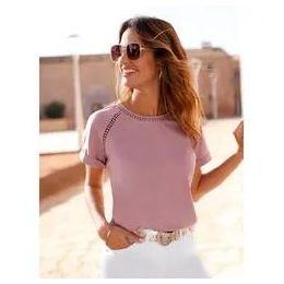 Rundhalsshirt Inspirationen "Rundhals-Shirt", Damen, Gr. 36, mauve, 100% Baumwolle, unifarben, Rundhals, Shirts Rundhalsshirt