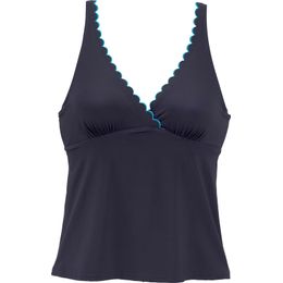Lascana Damen B&uuml;gel-Tankini-Top, navy-t&uuml;rkis, Gr&ouml;&szlig;e 40C