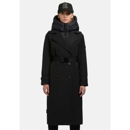 Khujo Damen Trenchcoat "Elena-YM", schwarz, Gr. XL, Obermaterial: 100% Polyester; Futter: 100% Nylon; Wattierung: 100% Polyester, M&auml;ntel, Warmer