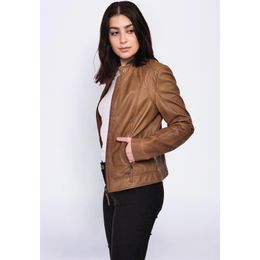 Mustang Damen Lederjacke "31019267", braun, Gr. S, Obermaterial: 100% Lammleder. Futter: 100% Baumwolle. &Auml;rmelfutter: 100% Polyester, Jacken