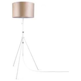Paco Home Stehlampe "Naomi uni Color", wei&szlig;, H: 176,5cm, Leuchten, Wohnzimmer H&ouml;henverstellbar 121,5 bis 176,5 cm Zugschalter Velour, Stehlampe