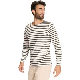 Catamaran Herren Langarmshirt mit garngef&auml;rbten Streifen, khaki-ecru-gestreift, Gr&ouml;&szlig;e 44/46