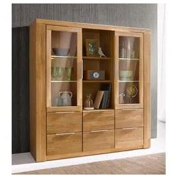 Highboard OTTO HOME "Zara", braun (eiche teilmassiv), B:140cm H:145cm T:40cm, Holz teilmassiv, Sideboards, Highboard, Breite 140 cm