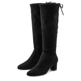 Schlupfstiefel Lascana "Schlupfboots, Slouchy Boots, Slip-On", Damen, Gr. 40, schwarz, Obermaterial: 100% Textilmaterial. Decksohle: 100% Lederimitat. Futter: 100% Textilmaterial. Laufsohle: 100% Synthetik, unifarben, Schuhe Schlupfstiefel, aus stretchigem Material mit Blockabsatz in elegantem Design