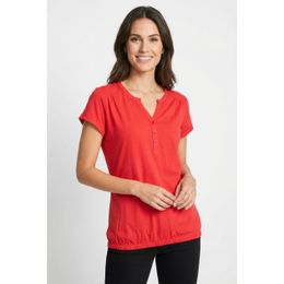 bonprix Damen T-Shirt "Baumwoll-Shirt, Kurzarm", rot, Gr. 56, Obermaterial: 100% Baumwolle, Shirts, l&auml;ssige Passform, Kurzarm, V-Ausschnitt, aus