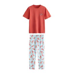 next Pyjama Herren Gr&ouml;&szlig;e 4XL hellblau / rot / wei&szlig;
