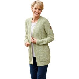 Damen Longstrickjacke in Melange-Optik, pflegeleicht schilf-meliert, Gr&ouml;&szlig;e 38