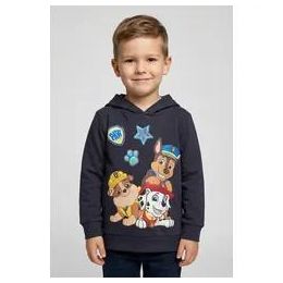 Kapuzensweatshirt PAW PATROL, Jungen, Gr. 128/134, blau (navy), Sweatware, Obermaterial: 95% Baumwolle, 5% Elasthan. Kapuzenfutter: 100% Baumwolle, bedruckt, Basic normal, Rundhals, Rippb&uuml;ndchen, Sweatshirts