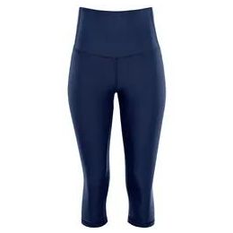 Leggings WINSHAPE "3/4 Functional Comfort HWL217C", Damen, Gr. S, Normalgr&ouml;&szlig;en, blau (dunkelblau), 85% Polyester, 15% Elasthan, Hosen Leggings, mit V-Shape Applikation und Core-Bund