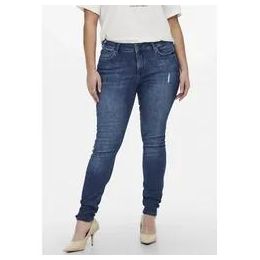Skinny-fit-Jeans Only CARMAKOMA "CARWILLY REG SKINNY JEANS DNM REA", Damen, Gr. 46, L&auml;nge 32, blau (medium blau denim), Denim/Jeans, Obermaterial: 92% Baumwolle, 6% Elastomultiester, 2% Elasthan, skinny fit, Jeans