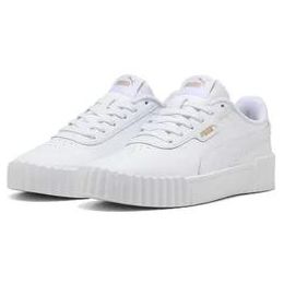 Sneaker Puma "Carina 3.0 Sneakers M&auml;dchen", Damen, Gr. 38, wei&szlig; gold, Obermaterial: Synthetik, Textil, Kuhleder, Leder. Futter: Textil. Innensohle: Textil, Keine Angabe. Laufsohle: Gummi, Schuhe Sneaker