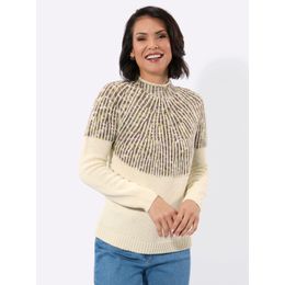 WITT Damen Norwegerpullover mit Rippabschl&uuml;ssen, champagner-feige-gemustert, Gr&ouml;&szlig;e 38