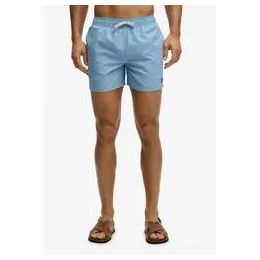 Badeshorts Superdry "EMBROIDERED LOGO 15 SWIM SHORT", Herren, Gr. M, N-Gr, endless sky blau, Web, Polyester, unifarben, Badehosen Badeshorts