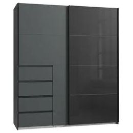 Schwebet&uuml;renschrank wimex "Bali in den Breiten 180cm, 225cm & 270cm, Schrank mit Glaselement", grafit, glas schwarz, griffe schwarz, B:180cm H:208cm T:64cm, Holzwerkstoff, Schr&auml;nke, Schwebet&uuml;renschrank, Kleiderschrank erh&auml;ltlich in den Farben; grafit und saharagrau