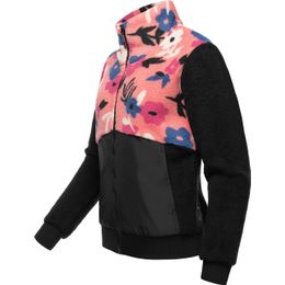 Ragwear Damen Fleecejacke "Madaras Flower", rot, Gr. 6XL, Material: 100% Polyester, Jacken, Flauschige Damen &Uuml;bergangsjacke aus Teddyfleece