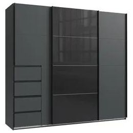 Schwebet&uuml;renschrank wimex "Bali in den Breiten 180cm, 225cm & 270cm, Schrank mit Glaselement", grafit, glas schwarz, griffe schwarz, B:225cm H:208cm T:64cm, Holzwerkstoff, Schr&auml;nke, Schwebet&uuml;renschrank, Kleiderschrank erh&auml;ltlich in den Farben; grafit und saharagrau