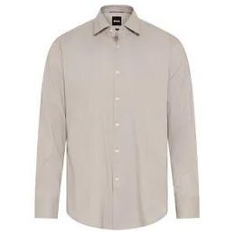 Businesshemd BOSS "HANK", Herren, Gr. 44, N-Gr, schwarz beige252, Web, Obermaterial: 92% Polyamid, 8% Elasthan, unifarben, slim fit normal, Rundhals, 2-Knopf-Manschette mit Schlitz, Hemden, Slim-Fit, aus funktionalem Stretch-Twill, Kentkragen