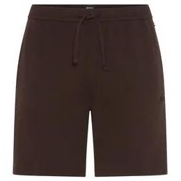 Pyjamashorts BOSS "Waffle Shorts", Damen, Gr. L, N-Gr, schwarz braun 207, Jersey, Obermaterial: 60% Baumwolle, 40% Polyester, lang, Hosen