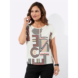 Inspirationen Damen T-Shirt "Druck-Shirt", wei&szlig;, Gr. 42, bedruckt, gemustert, mehrfarbig, 95% Viskose, 5% Elasthan, Shirts