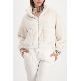 monari Damen Fellimitatjacke "Jacke fake fur", wei&szlig;, Gr. 40, unifarben, Pl&uuml;sch, Obermaterial: 100% Polyester. Futter: 100% Polyester, Jacken, Regular