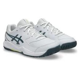Tennisschuh asics "GEL-DEDICATE 8 GS", M&auml;dchen, Gr. 39,5, wei&szlig;, ironclad, Textil, Schuhe, Multicourt-Schuh, Allcourt-Schuh