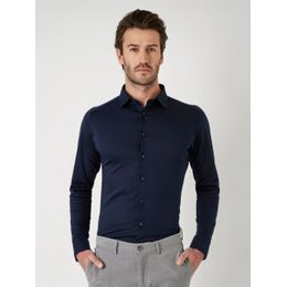 DESOTO Herren Langarmhemd "Jerseyhemd Casual Kent", blau, Gr. M, unifarben, Jersey, Obermaterial: 100% Baumwolle, Hemden