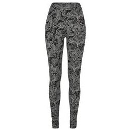 Leggings Urban Classics "Urban Classics Damen Ladies Soft AOP Leggings", Damen, Gr. XS, US-Gr&ouml;&szlig;en, schwarznewpaisley, 85% Polyester, 15% Elasthan, skinny fit, Hosen Leggings