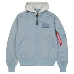 Bomberjacke Alpha Industries "MA-1 TT Hood Light", Herren, Gr. S, bunt (graublau), Obermaterial: 100% Nylon, Futter: 100% Nylon, Kapuze: 75% Baumwolle, 25% Polyester, Jacken Bomberjacke