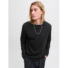 Jack & Jones JACK & JONES Herren Rundhalsshirt "JJEORGANIC BASIC TEE LS O-NECK NOOS", schwarz, Gr. XXL, unifarben, Jersey, Obermaterial: 100% Baumwolle, Shirts