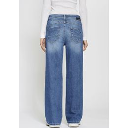Gang Damen Weite Jeans "94AMELIE WIDE", blau, Gr. 28, Denim/Jeans, Obermaterial: 93% Baumwolle, 5% Elastomultiester, 2% Elasthan, Jeans
